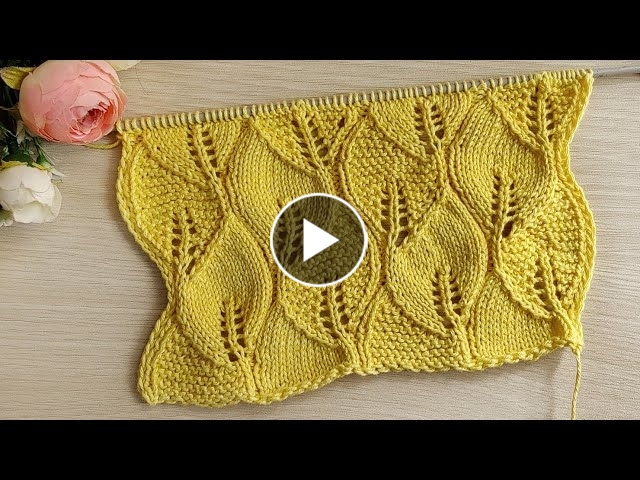 Overlapping Leaves Knitting stitch Pattern 1060
